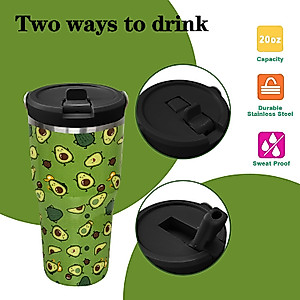 Avocado Stuff, Avocado Travel Mug, Coffee Tumbler for Women, with Flip Straw and Top Handle Tumbler Avocado Gifts,Unique Birthday Gifts 20 OZ