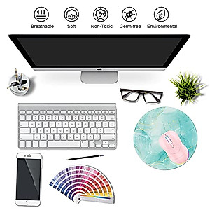 Round Mouse Pad,Gaming Mouse Pad,Non-Slip Rubber Base Mouse Mat with Stitched Edge 7.9 x 7.9 Inch for Laptop Computer (Marble Gentle Green)