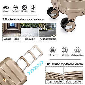 Somago 2 Piece Luggage Set Carry On Suitcase 20 INCH Lightweight Hard Shell PP Suitcase with TSA Lock Spinner Wheel 22x14x9 Airline Approved (Noble Golden)