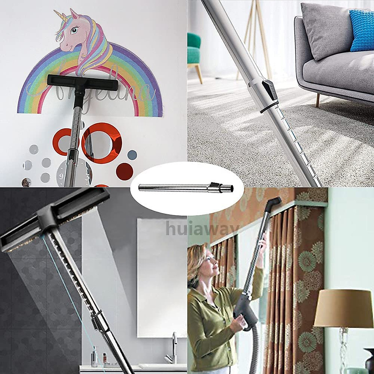 Huiaway 1 1/4 inch 32mm Chrome Telescopic Hose Metal Vacuum Wands Hose Vacuum 1.25inch Extension Wand Extends to 31.9 Inch Long for Most Brand Vacuum