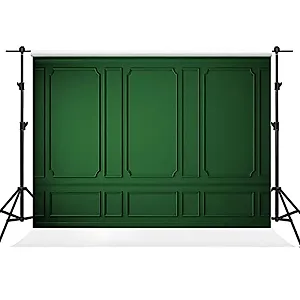 Kate 7×5ft Green Photo Backdrop Classic Interior Gypsum Line Microfiber Empty Room Photography Background Photo Studio Props for Photographer Pictures Videos