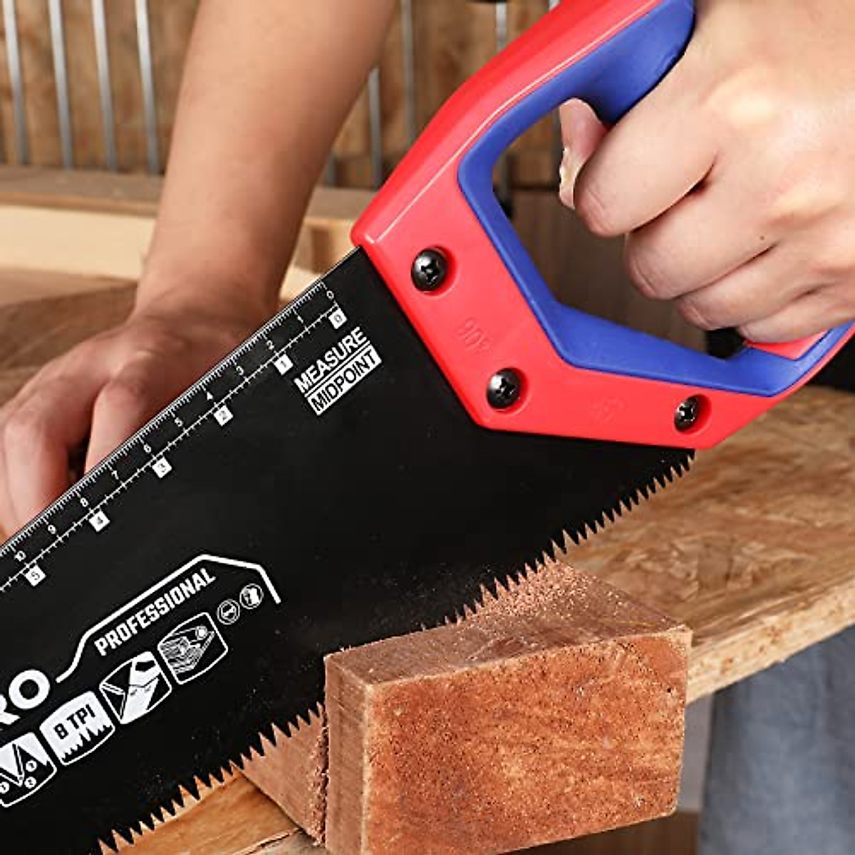 WORKPRO Hand Saw, 16-Inch Universal Handsaw with Non-Slip Comfortable Handle, Anti-rust Wood Saw With Chip Removal Design, Heavy-Duty Hand Saw for Cutting Wood, Laminate, PVC