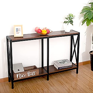 AZL1 Life Concept Console Table with Shelf for Living Bed Room Coffee Office, Weathered Gray, Dark Oak 1