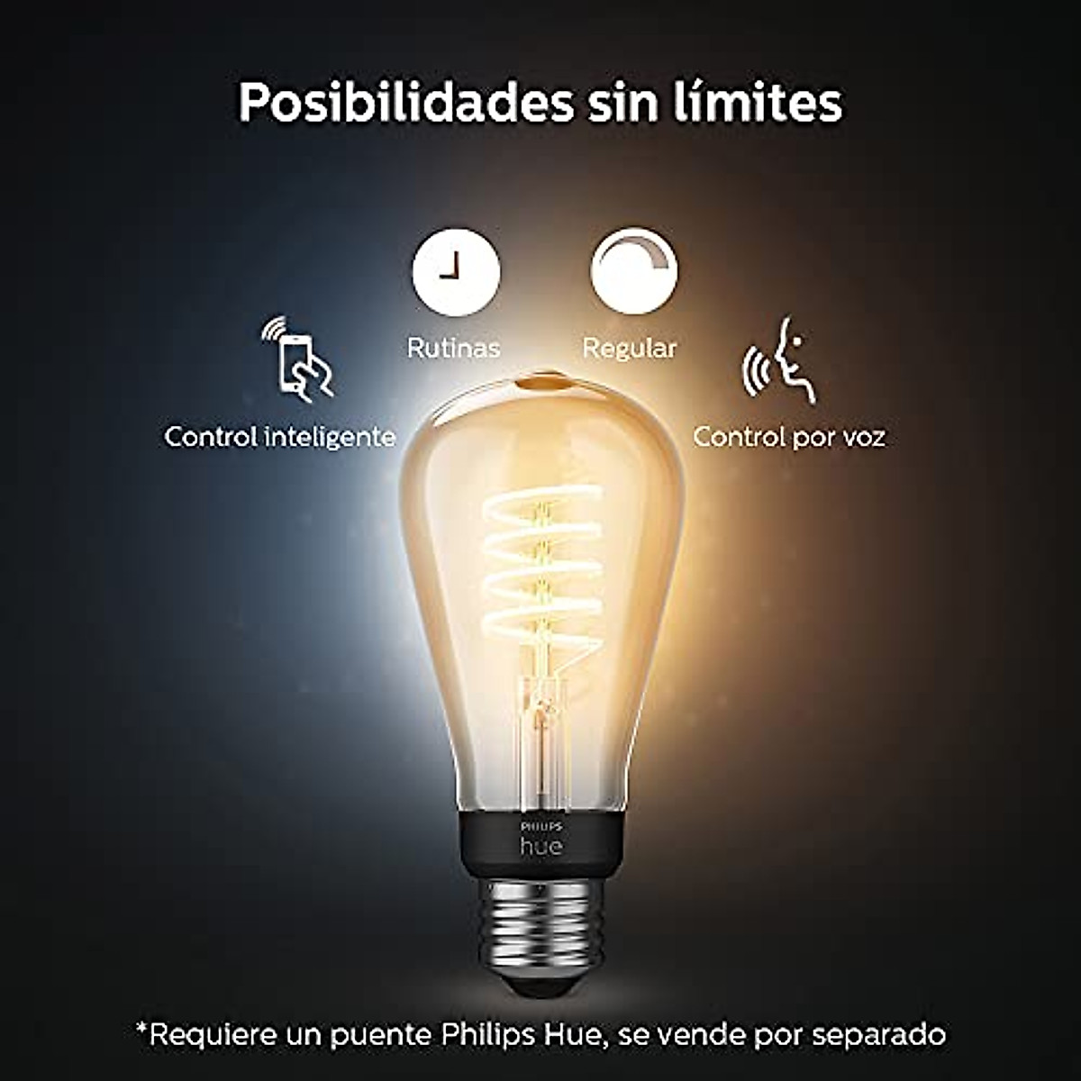Philips Hue White Dimmable Filament ST19 LED Smart Vintage Edison Bulb, Bluetooth & Hub Compatible (Hue Hub Optional), Voice Activated with Alexa