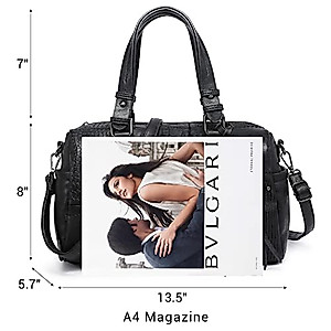 Dasein Women Soft Vegan Leather Barrel Bags Large Hobo Top Handle Work Totes Satchel Handbags Shoulder Purse (Black)