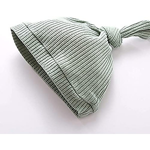 TROSJ Unisex Baby Striped Cotton Sleeper Gowns with Cap Long Knotted Sleeping Bag (Green-B2, 0-3 Months)