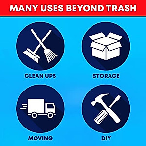 Tasker 55 Gallon Trash Bags, (Huge 50 Bags w/Ties) Extra Large Trash Bags 55 Gallon, Lawn and Leaf Bags, Extra Large Trash Can Liners, 60 Gallon Trash Bags, 50 Gallon Trash Bags, 55 Gal Trash Bags.