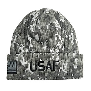 Icon Sports U.S. Air Force Beanie – Military USAF Camo Camouflage Embroidered Flag Patch Cuff Knit Hats Cap Watch Men Women One Size