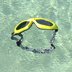 Jettribe Classic Jet Ski Goggles - PWC Watercraft Water Sports Sunglasses - Easy Fit Glasses for Ultimate Adventure Like Kite Boarding, Surfer, etc - Neon Yellow Floating Frame/Amber Lens Goggles