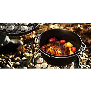 GSI Outdoors Guidecast 5qt Dutch Oven | Cast Iron Dutch Oven for Camping, Cabin and Home Kitchen