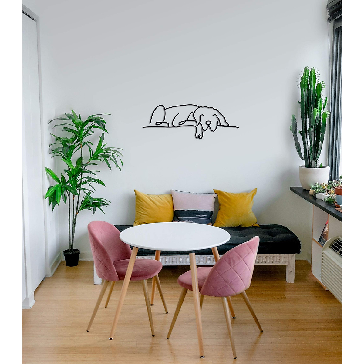 Matani Metal Dog Wall Decor | Dog Wall Art | Metal Wall Art | Metal Wall Decor | Minimalist Room & Living Room Wall Décor (Sleeping Dog)