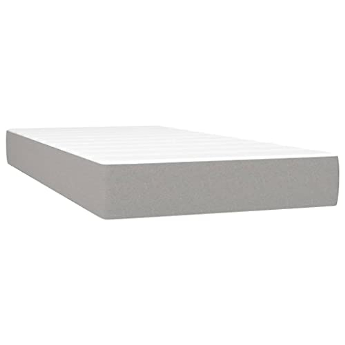 vidaXL Light Gray Twin XL Fabric Box Spring Bed with Mattress - Solid Larch Wood Constructed Frame - California Proposition 65 Compliant