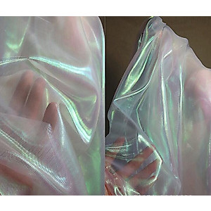 YYCRAFT Two Tone Sheer Organza Fabric by The Yard for Curtain Weddings Decor 2 Yards, Iridescent White