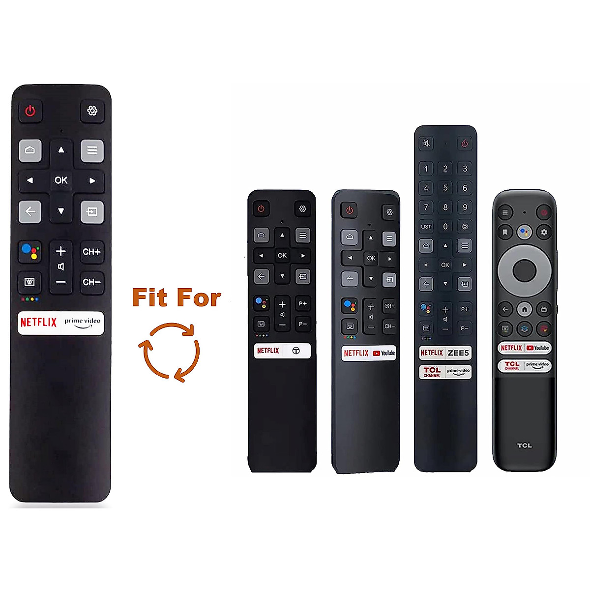 Remote RC802V FNR2 Fit for TCL Android 4K Smart TV 40S334 50S434 55S434 75S434 40S330 70S430 32S334 55S435 50S435 43S434 32S6500A 65P8S 65P8 49S6800FS 32S6500S 32A325 [NO Voice Function]