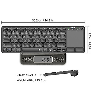 Arteck Universal Backlit 7-Colors Bluetooth Touch TV Keyboard with Easy Media Control and Build-in Touchpad for TV-Connected Computer, Smart TV, Desktop, Laptop, iPad, Surface, Tablet, HTPC