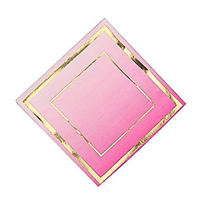 Ottin Ombre Rainbow Hot Pink Party Supplies 50-counts Disposable Paper Plates and Napkins Set for Birthday Wedding Bridal Baby Shower Engagement Mother's Day