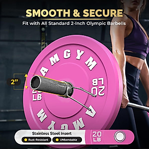 AMGYM Color Olympic Bumper Plate, Weights Plates, Bumper Weight Plate, Steel Insert, Strength Training(45lb Pair)