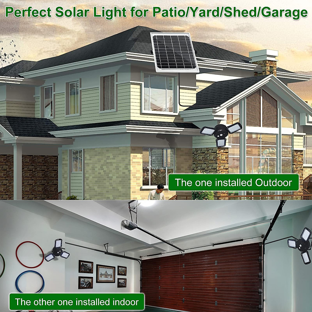 CYHKEE Solar Pendant Lights Outdoor Waterproof 4 Lighting Modes, 800LM Dusk to Dawn LED Dimmable Motion Sensor Hanging Solar Security Lights Remote Control with Pull String for Garden