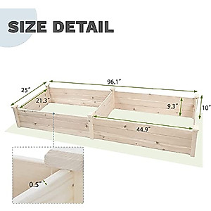 Betterland 8 FT Wooden Raised Garden Bed Outdoor Elevated Flower Planter Box Kit for Vegetables Fruits Herb Grow Yard Gardening, Natural