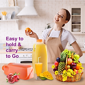 Empty Plastic Juice Bottles with Tamper Evident Caps 64 OZ - Half Gallon, Smoothie Bottles - Ideal for Juices, Milk, Smoothies, Picnic's and even Meal Prep by EcoQuality Juice Containers (5)