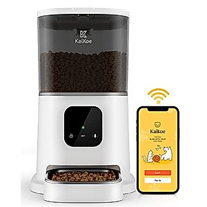 Kaikoe Automatic Cat Feeder, WiFi Enabled 6L Auto Pet Dry Food Dispenser, Smarter App Control, Programmable Meal, Triple Food Preservation Clog-Free Design Pet Feeder for Small/Medium Pets