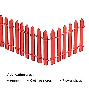 MECCANIXITY Miniature Garden Fence, 35 Inch Long Wood Ornament Wooden Decorative Picket Fence for DIY Crafts Project, Red