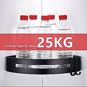 G.D.Metal Adhesive Bathroom Shelf Wall Mounted (Black, Square)