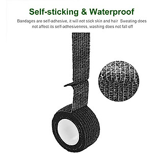 Self Adhesive Bandage Rolls BISIBITA2 Grip Cover Sensi Wrap Tape for Tattoo,Sports,Wrist,Ankle,Pets 5-Yards 24pcs (1 inch, Black)