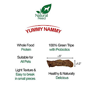 Yummy Nammy - All Natural, Grass-Fed & Free-Range, 100% Lamb Green Tripe Treats with Probiotics, 3.5oz