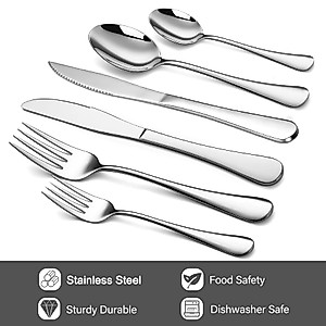 12PCS Silverware Set for 2, Food-Grade Stainless Steel Flatware Set, Tableware Cutlery Set with Steak Knives Forks and Spoons for Home Kitchen, Mirror Polished Utensil Sets Dishwasher Safe
