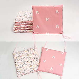 6Pcs Cotton Baby Crib Bumper Pads, 12x12IN Breathable Mesh Crib Liner Padded Crib Bumpers Safe Crib Protector Buffer Pads Crib Bedding Bumper Washable Bed Bumper for Cribs for Toddler Boys Girls