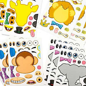 Kicko Make-a-Zoo Animal Sticker Book -12 Pack - Stickers for Kids - Useful in Arts, Parties, Birthdays, Party Favors, Crafts, School, Daycare, Christmas