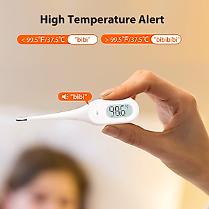 iHealth Digital Oral Thermometer PT1,Fever Thermometer with Dual-Sensors for High Accuracy, Rectum Armpit Reading Thermometer for Adults and Babies, Memory Recall and Extra Large LCD Backlit Display