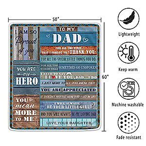 Blanket Gifts for Dad from Daughter, Soft Throw Blanket, Birthday Gifts for Dad, Dad Gifts from Daughter, Flannel Soft Dad Blankets, Christmas for Dad(60” x 50”)