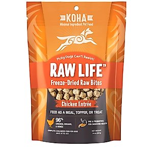KOHA Raw Life Freeze-Dried Raw Bites Chicken for Dogs, High Protein Meal, Topper, and Treat for Picky Eaters, 14oz Bag