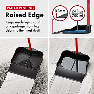 Tyroler Multi-Purpose Extra Large 100% Rubber Dustpan for Dry & Wet Floor Cleaning Indoor and Outdoor | New 105cm Long Aluminum Anti-Rust Handle | Compatible with Any Size Broom and Squeegee