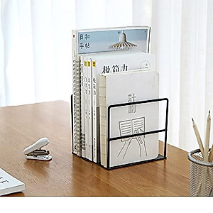 Metal Bookends for Shelves Heavy Duty Bookends Non-Skid Shelf Holder Book Stopper for Books/Movies/CDs/Video Games Book Black (1 Pair)