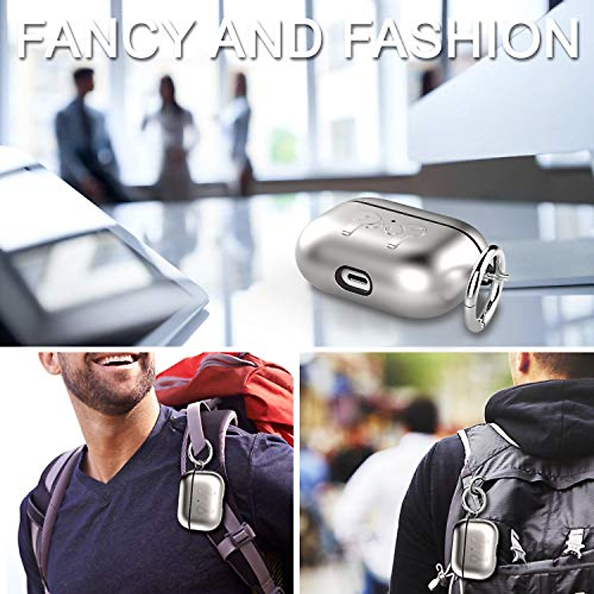 HALLEAST Compatible AirPods Pro 2 Case 2022, Alloy Metal Cover Hard Protective Skin with Keychain Clip for AirPods Pro 2/ Pro, Front LED Visible, NOT Support Wireless Charging, Silver