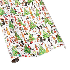 Caspari Caroling Pets Wrapping Paper - 30 in. x 8 ft. Roll