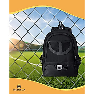 TRAILKICKER Mesh Black Basketball Soccer Bag Backpack Sports Volleyball Football Bag with Ball and Shoe Compartment for Boys Girls Man Women Ball Equipment Bag Basketball Stuff