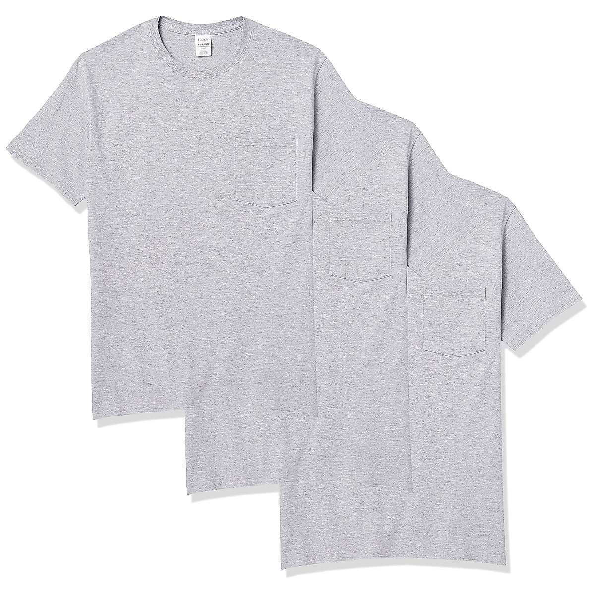 Hanes Men's Workwear Short Sleeve Tee (2-Pack), Light Steel, 4X Large