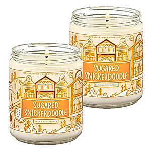 Bath & Body Works Sugared Snickerdoodle Single Wick Scented Candle with Essential Oils 7 oz / 198 g each Pack of 2