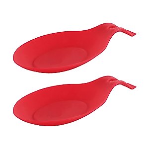 Round Silicone Spoon Rests - Set of 2 Red