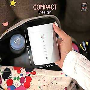 Portable Bottle Warmer for Travel by Lucky Black Cat, Travel Bottle Warmer with 6 Adapters, 4 Minutes Fast Heating Portable Bottle Warmer for Breastmilk, 4 Temperature Settings, Cordless Bottle Warmer