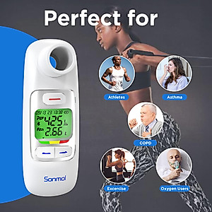 Peak Flow Meter，Portable Peak Flow Meter Test PEF & FEV1 for Kids Adults Asthma COPD & Other Lung Conditions Monitor, Tracking App Bluetooth Connection with 300 Records Storage Function