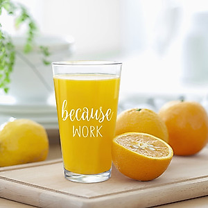 DAZLUTE Coworker Gift, Because Work Beer Glass, Funny Boss Day Gift Office Gift Christmas Gift Birthday Gift for Coworker Boss Friends Women or Men Employee Staff, 15Oz Coworker Beer Pint Glass