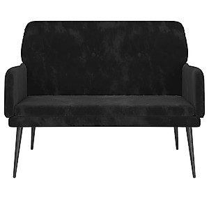 vidaXL Loveseat, Accent Velvet Upholstered Loveseat with Armrests, Modern Couch Bench for Dining Room Living Room Bedroom, Black Velvet