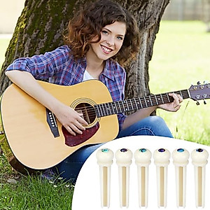 Blisstime 6pcs Guitar Bone Bridge Pins Replacement Parts with Abalone Dot