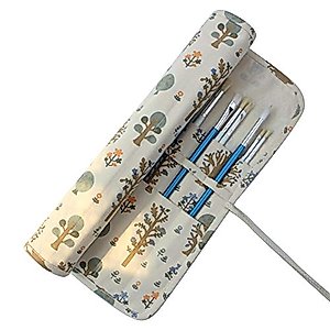 Hztyyier 20 Slots Artist Paint Brushes Holder with Roll Up Canvas Painting Brushes or Pencil Holder Organizer for Colored Pencils Art Supplies
