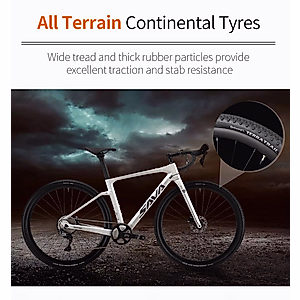 SAVADECK Carbon Gravel Road Bike,T800 Carbon Gravel Dis Brake Bicycle with Professional Adventure GRX600 11 Speed Groupset and Extra Wide Tires 700CX40C for Various Road.(Black 54cm)